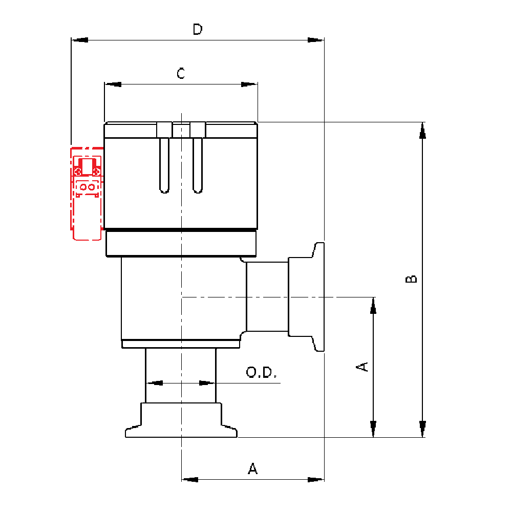 KF HV Stainless steel angle valve - single acting normally close