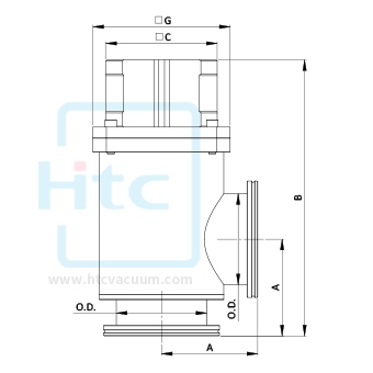 ISO HV Single-acting Angle Valve (Europe) - Htc vacuum