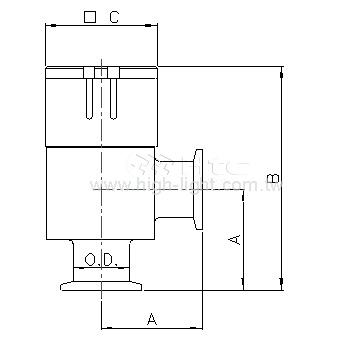 Aluminum angle valve with sensor-bellows | Vacuum valve : Htc vacuum